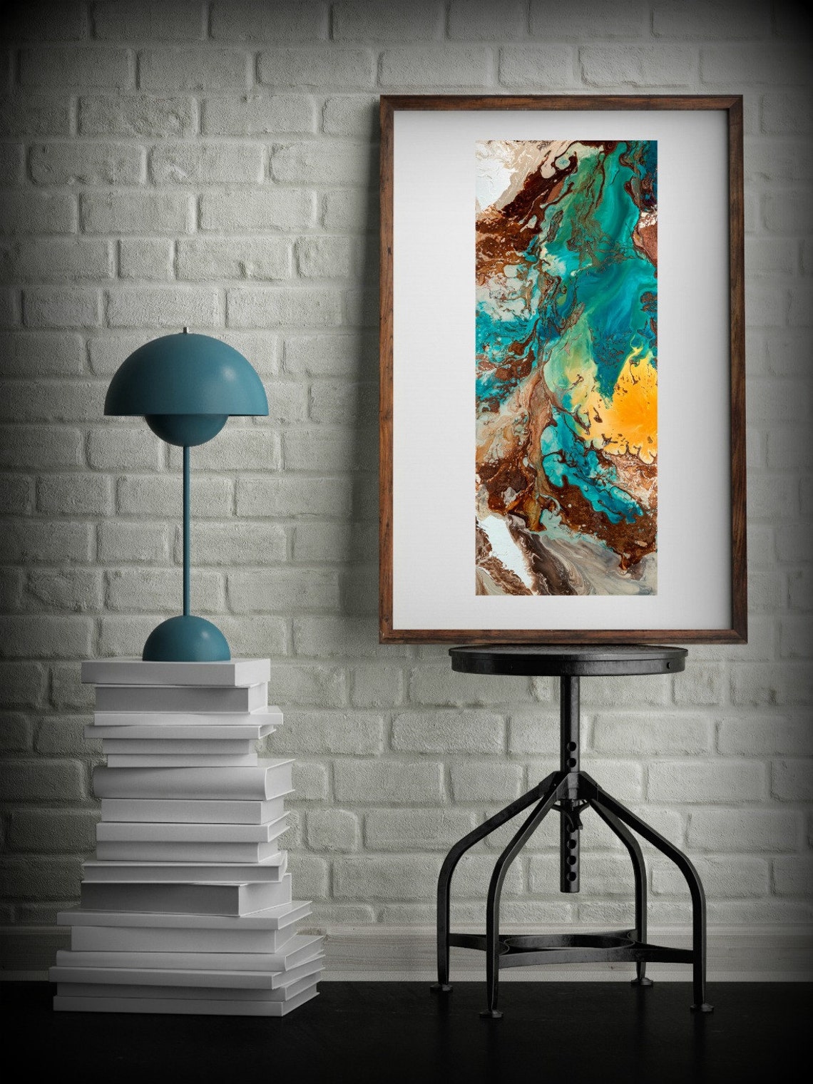 Canvas Wall Decor Large Abstract Wall Art Print Blue Brown | Etsy