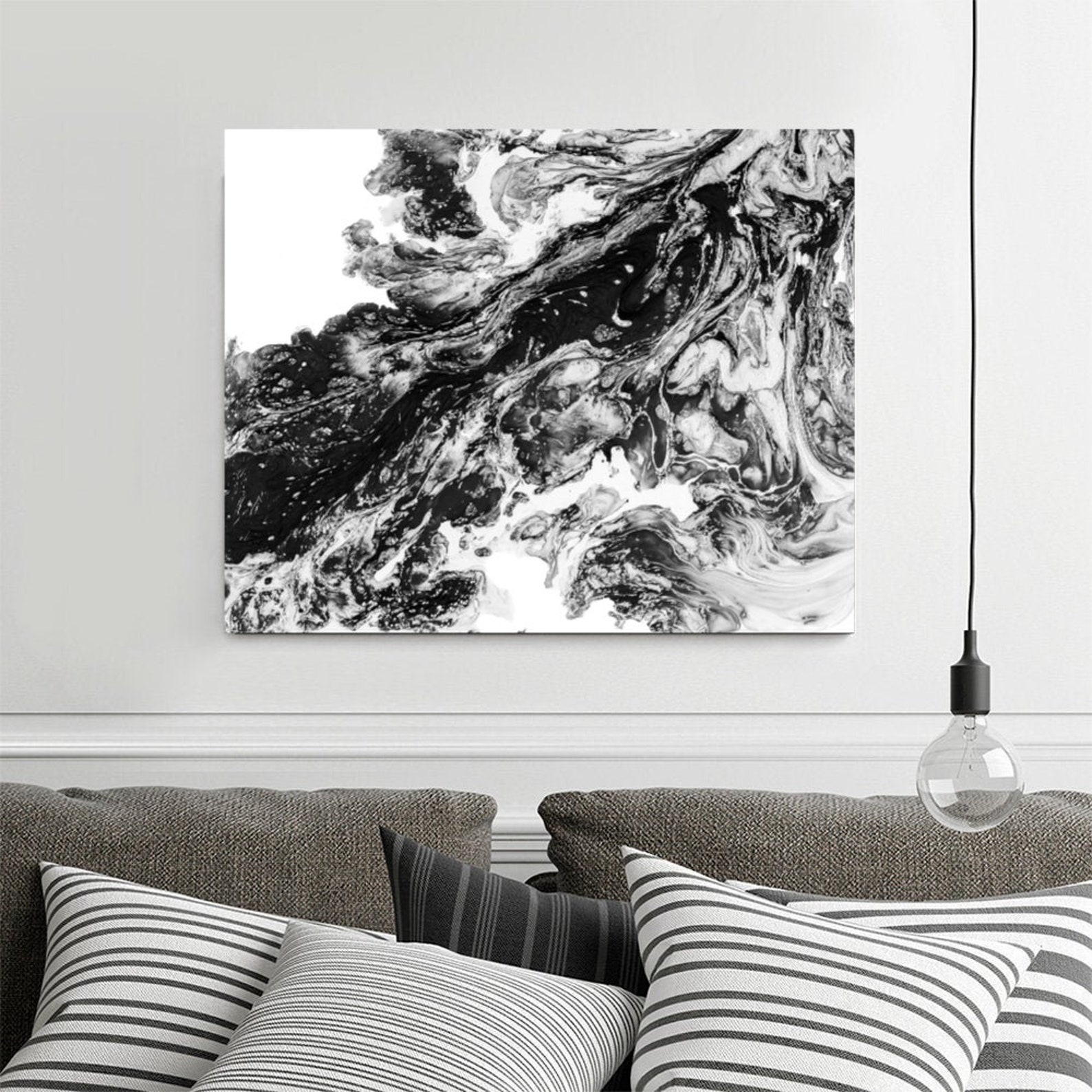 Painting Black and White Abstract Print Black Abstract Art - Etsy