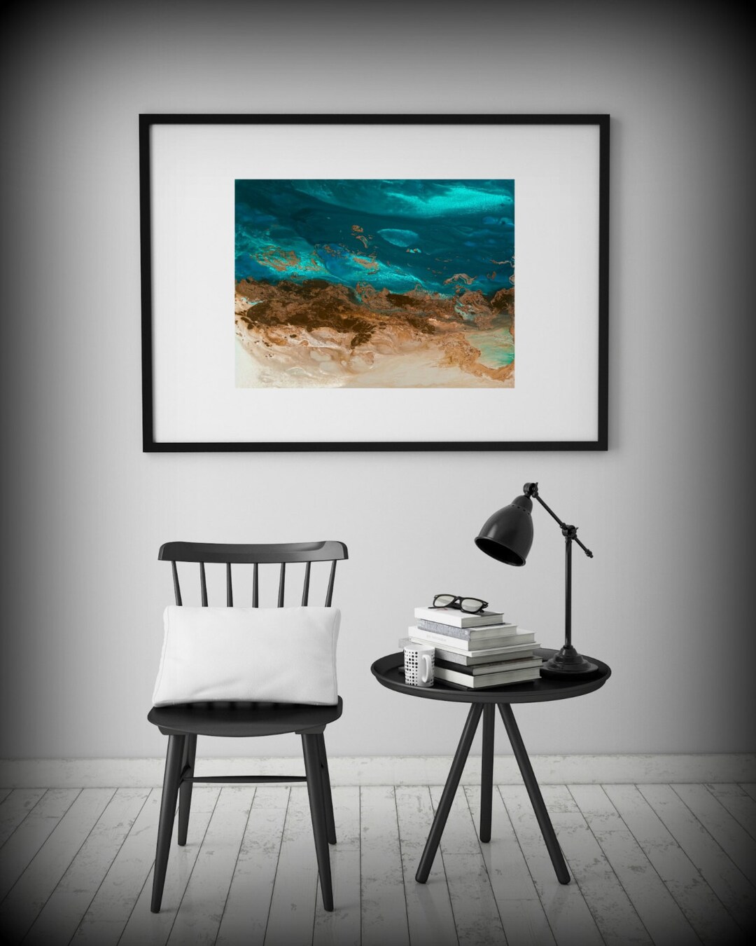 Small Painting Abstract Print, Green and Blue Abstract Art Print ...