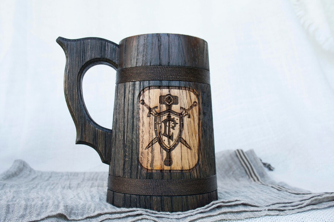 Set of 2 Wooden Beer Mugs Custom Beer Mugs Groomsman Beer | Etsy