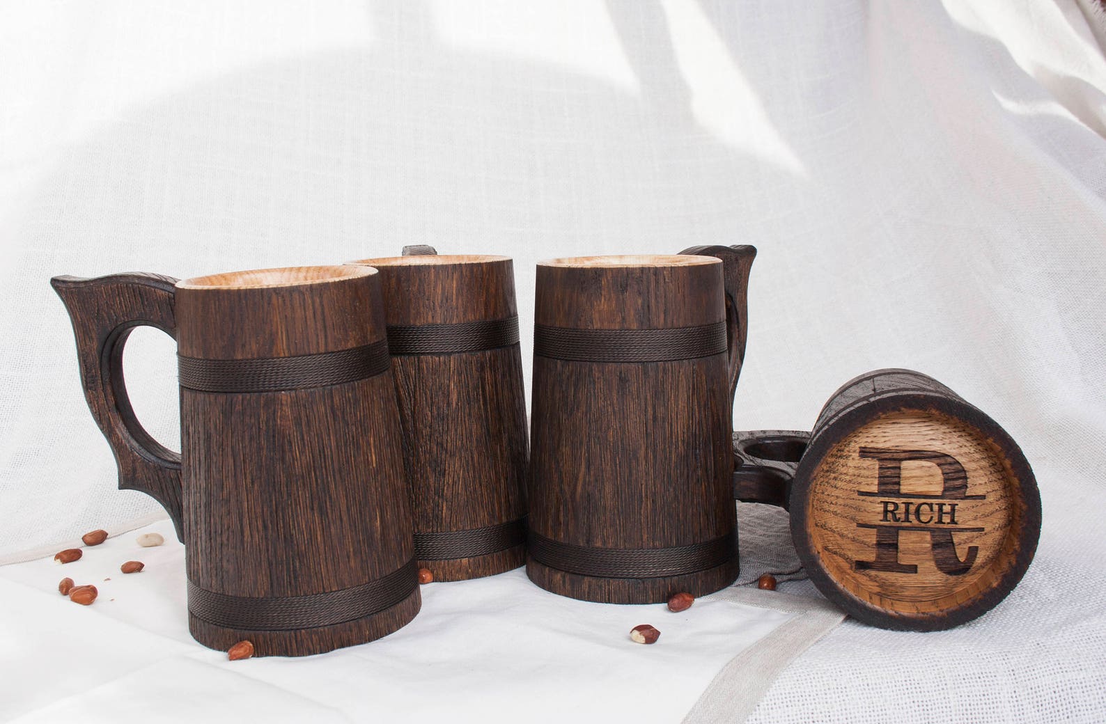 Set of 4 Wooden Beer Mugs Custom Beer Mugs Personalized | Etsy