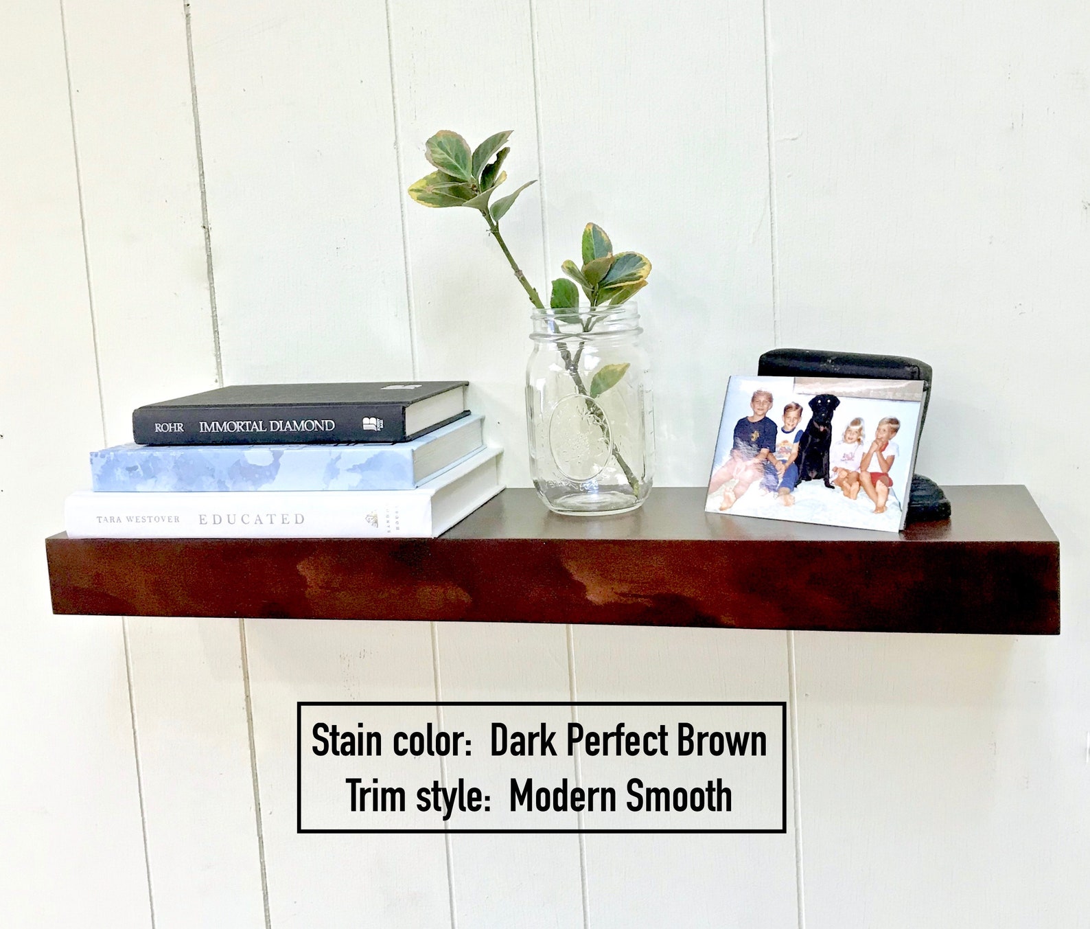 Floating Shelves Stained Floating Shelf Multiple Trim and Stain Options ...