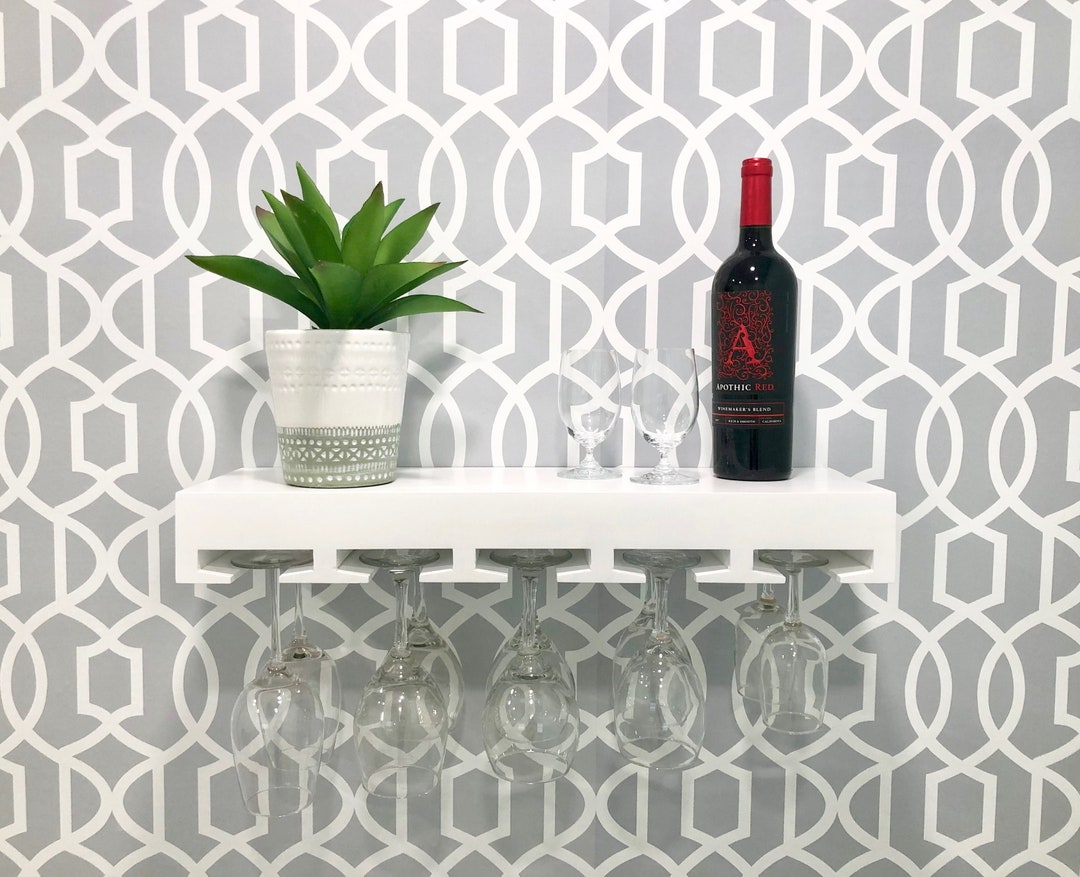 Floating Wine Glass Shelf | Wine Glass Rack | Floating Wine Rack ...