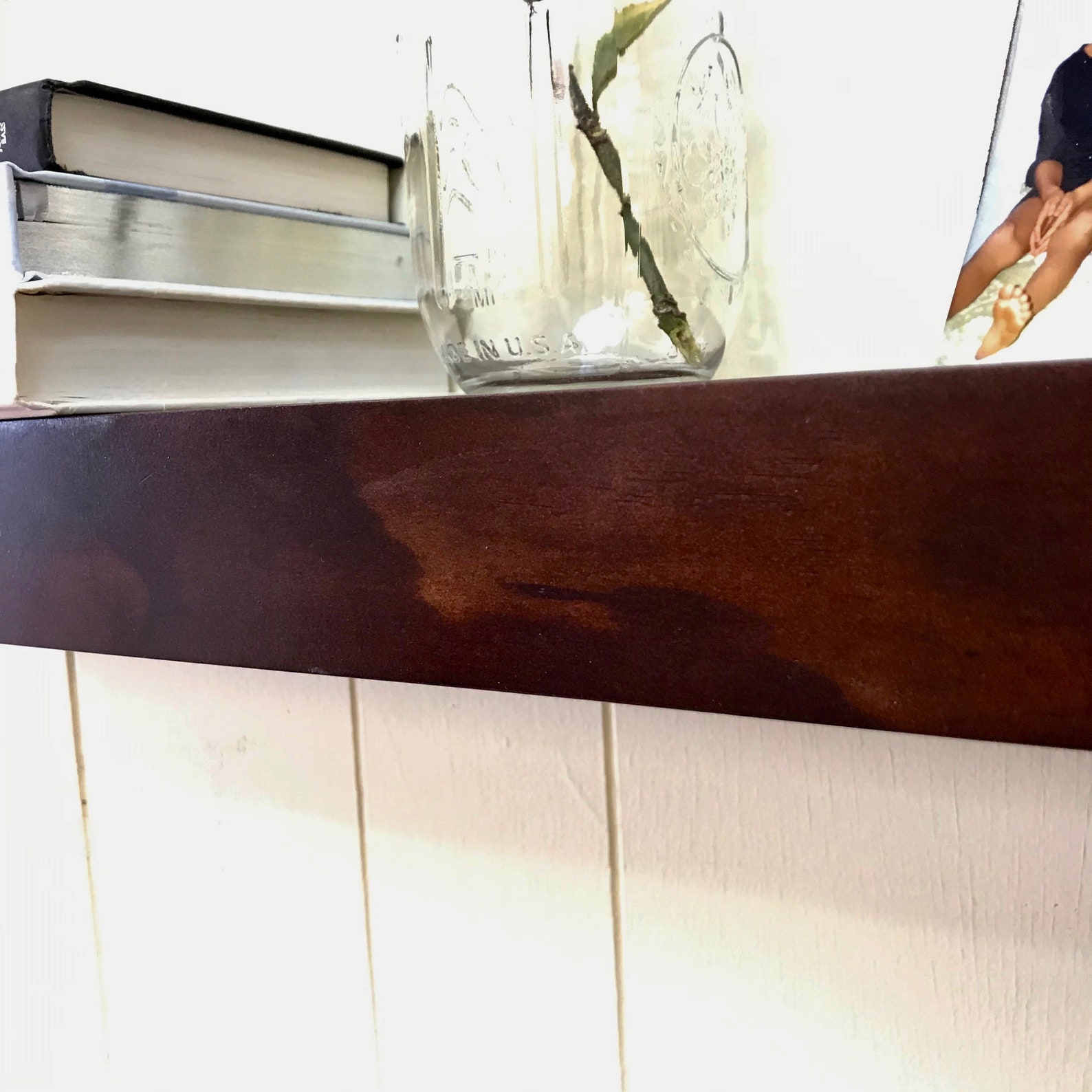 Floating Shelves Stained Floating Shelf Multiple Trim and Stain Options ...