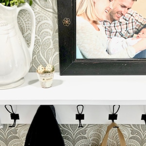 Farmhouse Shelf With Hooks |farmhouse Entryway Coat Rack and Shelf ...