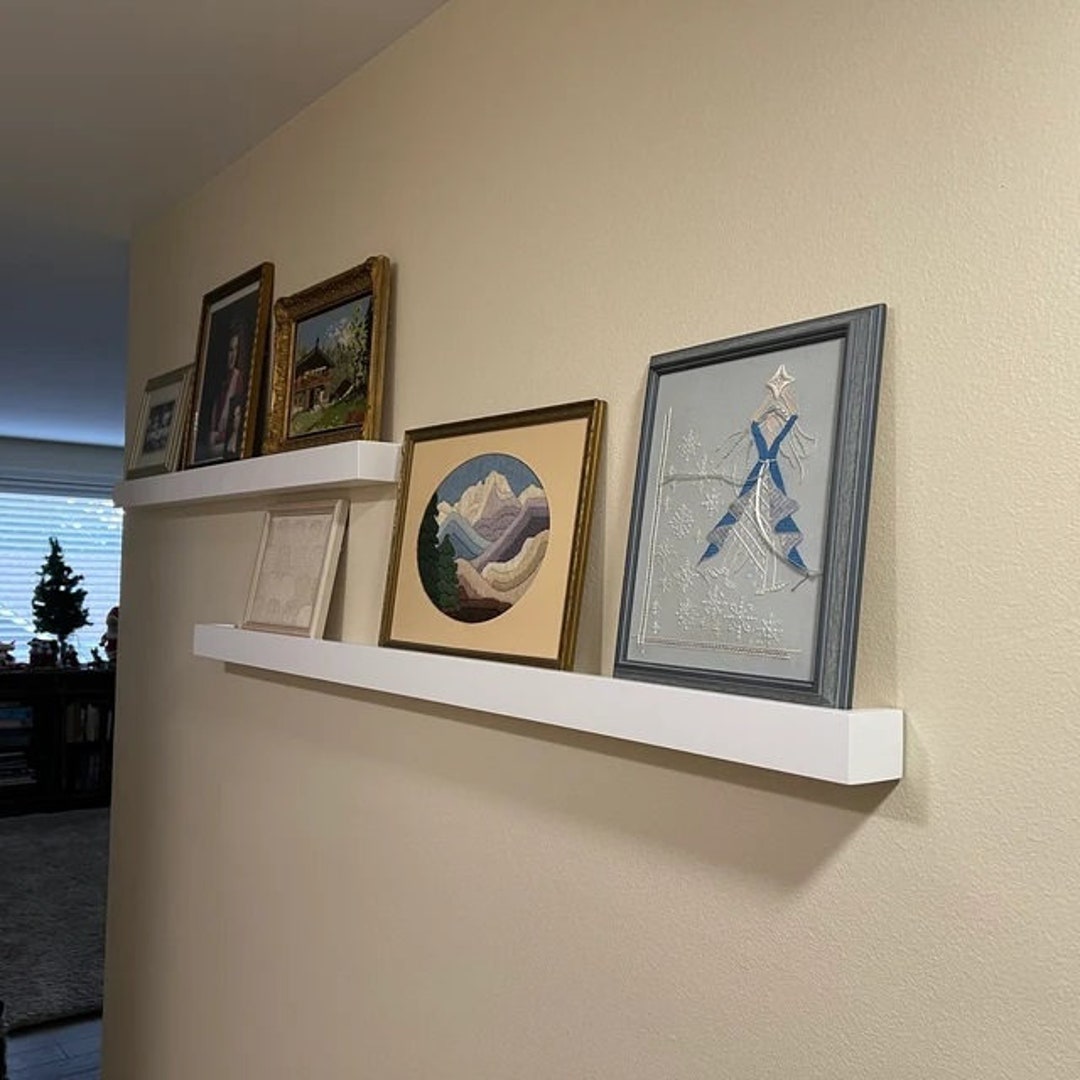 Picture Ledge Shelves | Modern Smooth Trim | White Floating Shelf ...