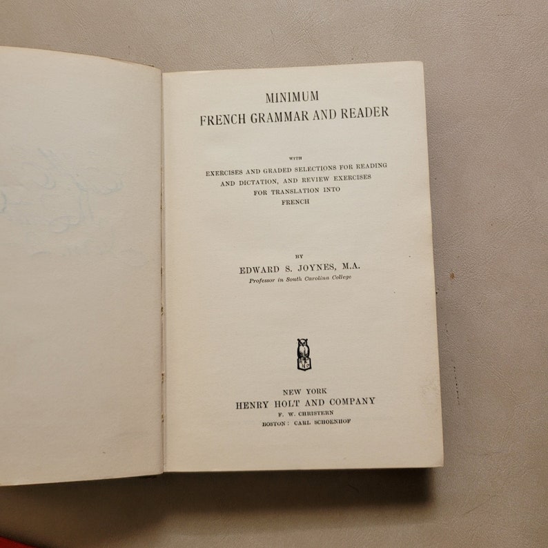 Minimum French Grammar and Reader 1893 - Etsy