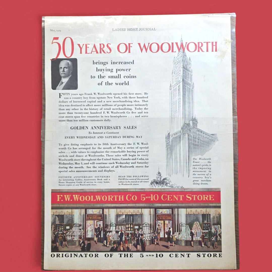 1929 Woolworth Print Ad 50th Anniversary Ephemera LHJ - Etsy