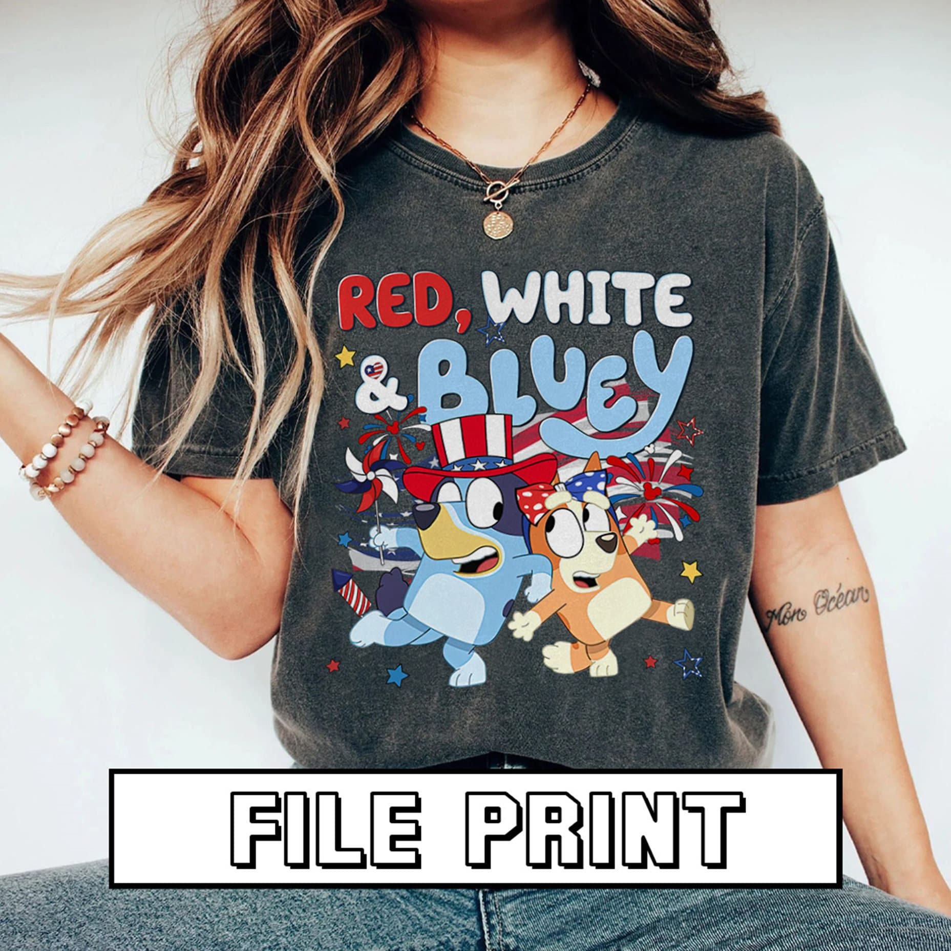 Red White & Bluey PNG, Bluey and Bingo Fireworks 4th of July PNG ...