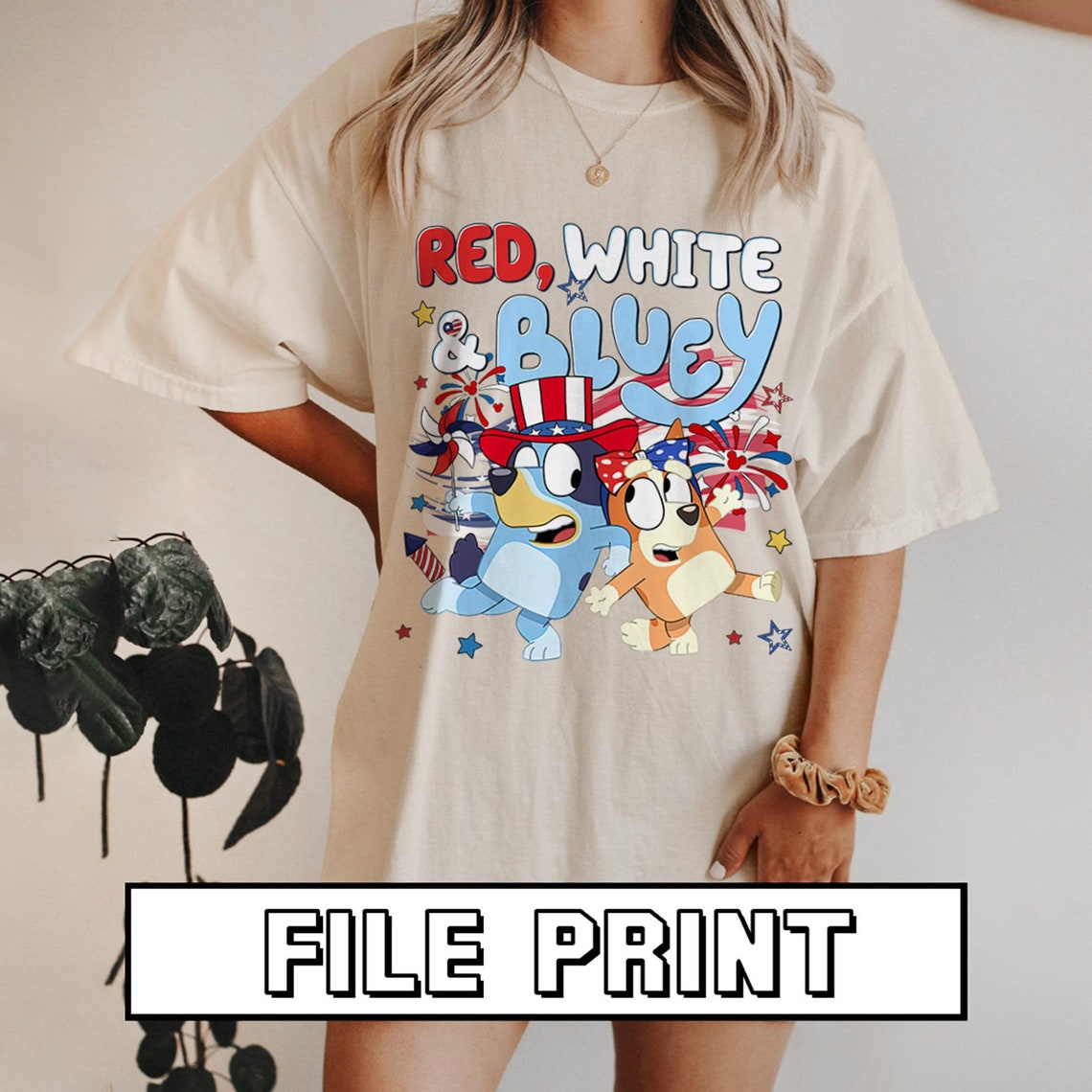 Red White & Bluey PNG, Bluey and Bingo Fireworks 4th of July PNG ...