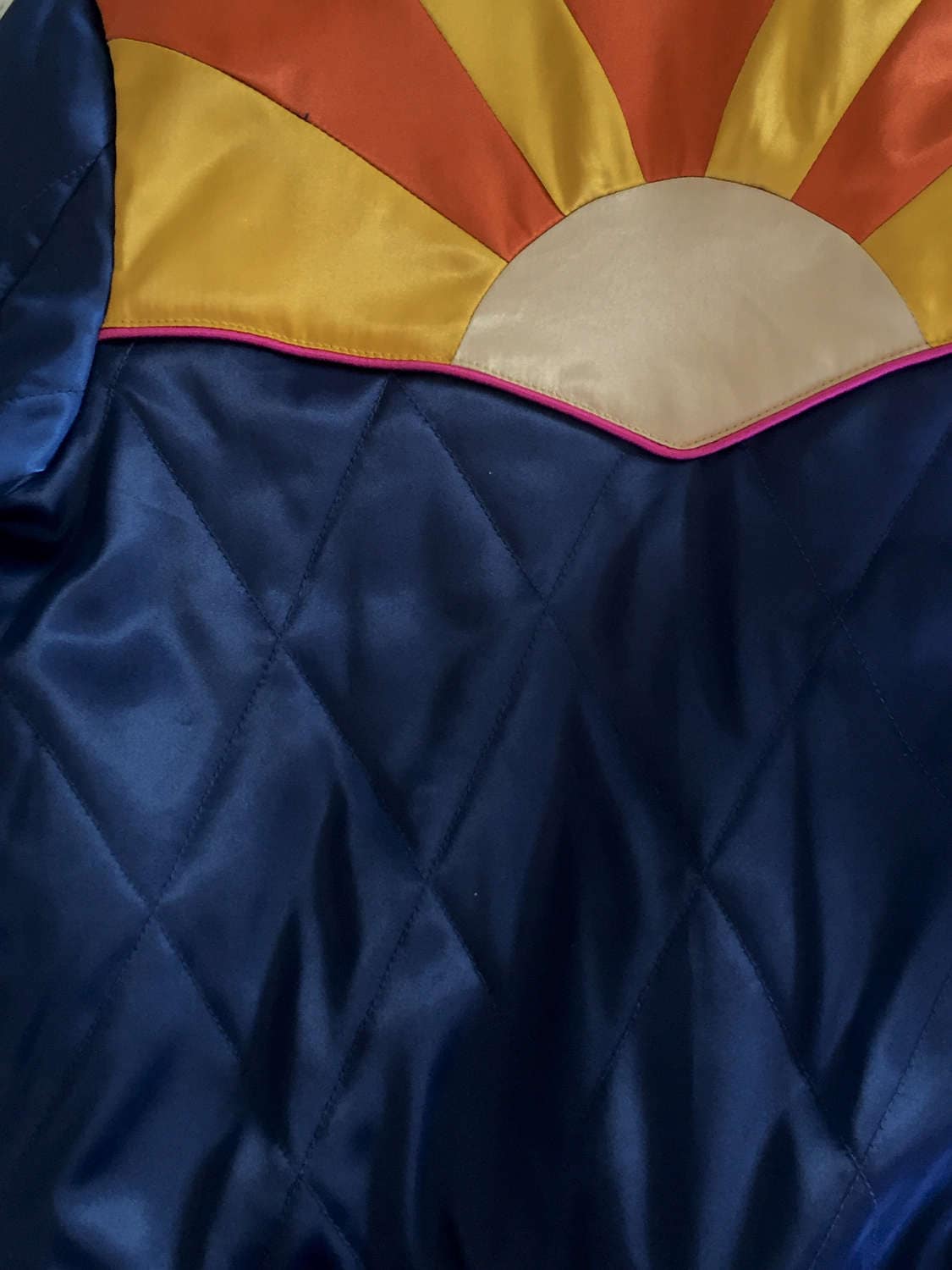 Rising Sun Jacket Navy Blue Quilted 70s Style Bomber Jacket - Etsy Canada