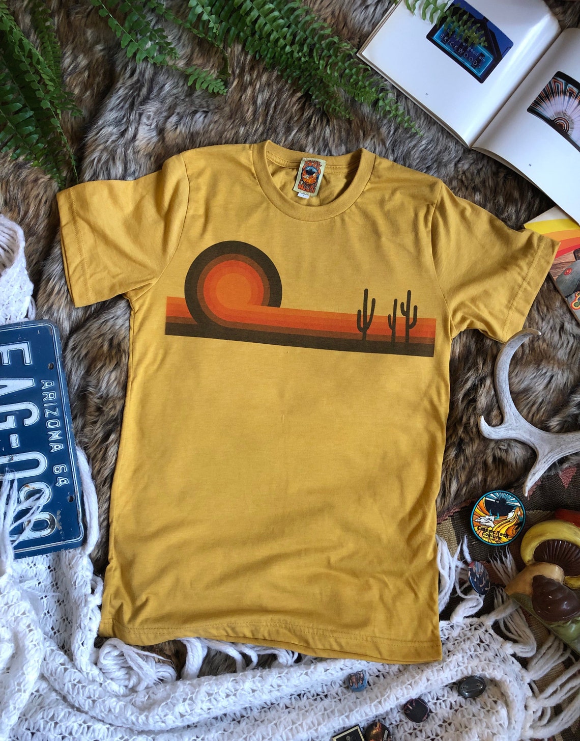 70s Desert Horizons Mustard Yellow Tee Classic Rock Couture Soft 1970s ...