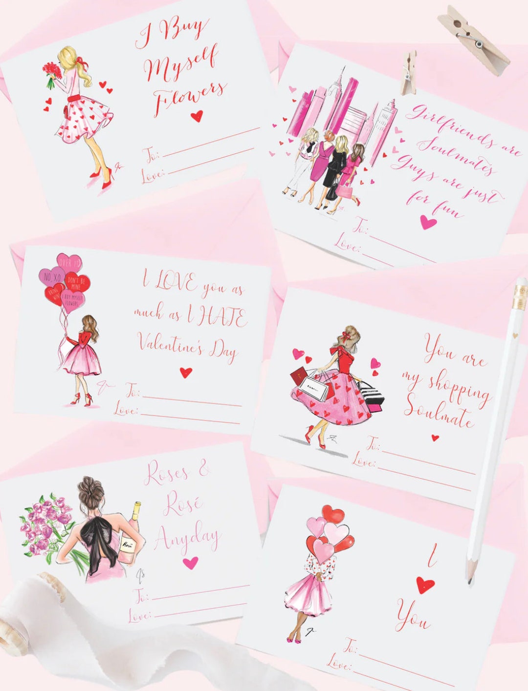 PRINTABLE Galentine's Day Valentines (digital Downloads - Valentine's ...