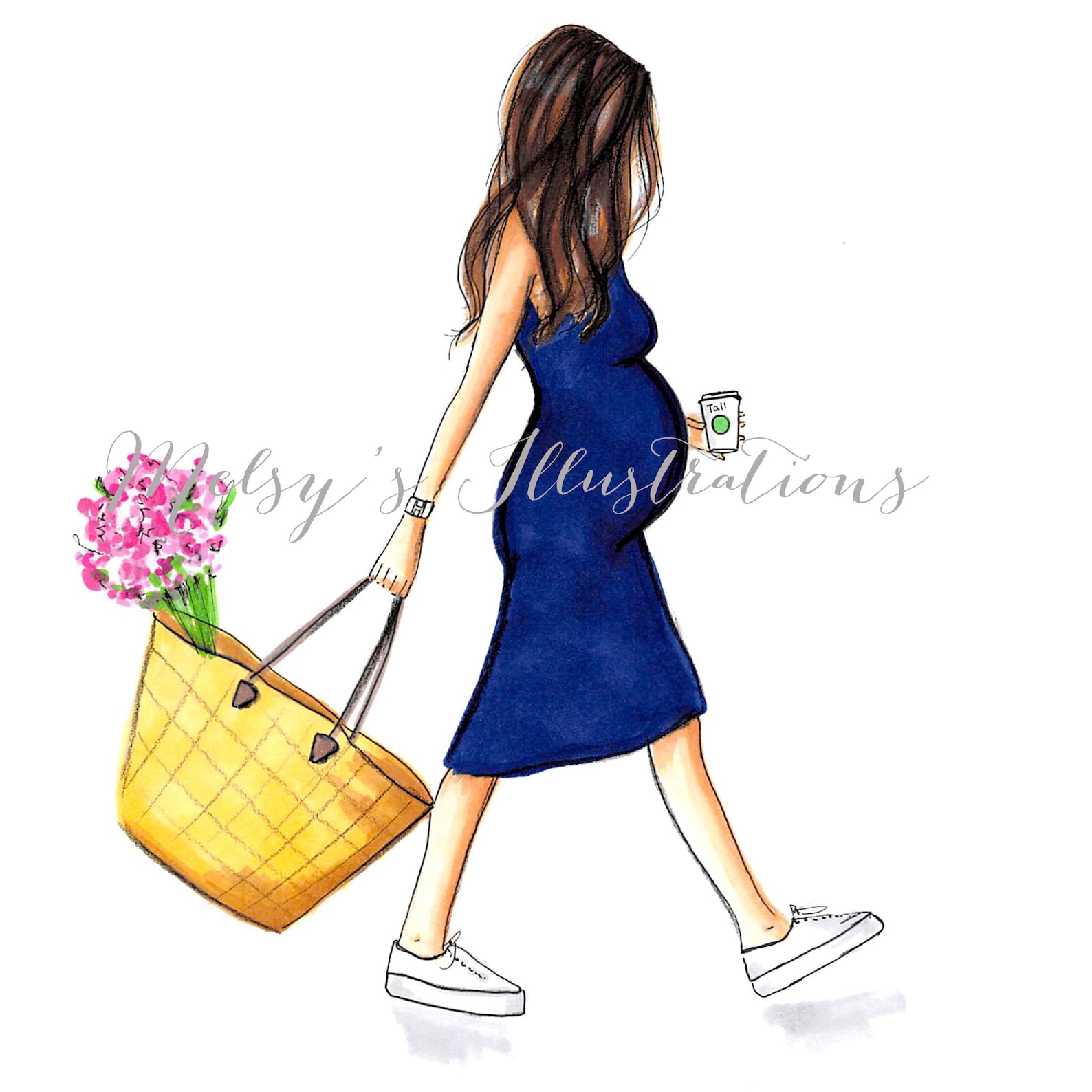 The Baby Bump fashion Illustration Print fashion - Etsy