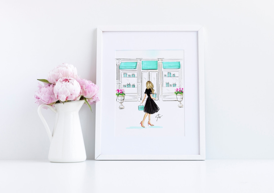 Art Print:the Little Blue Box (fashion Illustration Print)(fashion ...