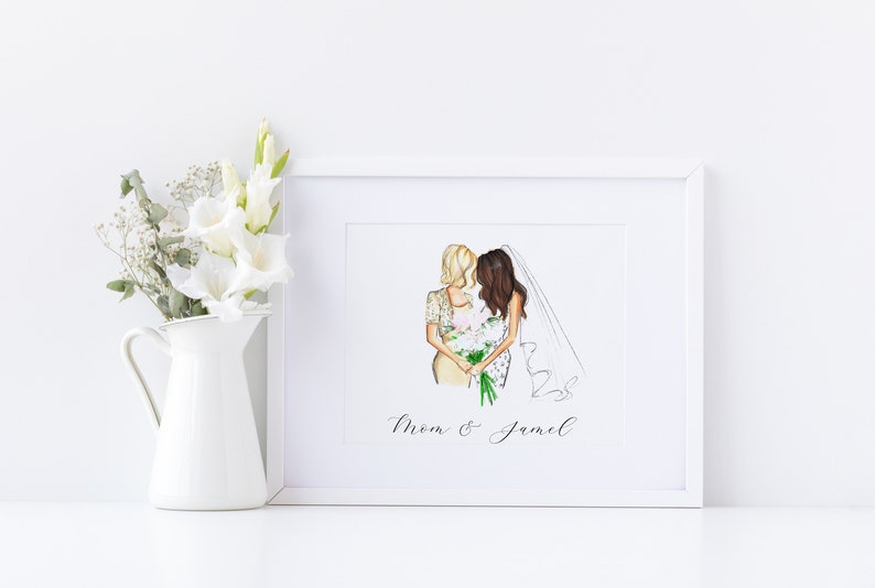 Custom Mother of the Bride Portrait Art Print | Mother of the Bride ...