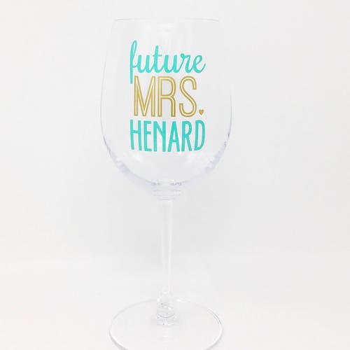 Personalized Future Mrs Wine Glass Engagement T T For Etsy