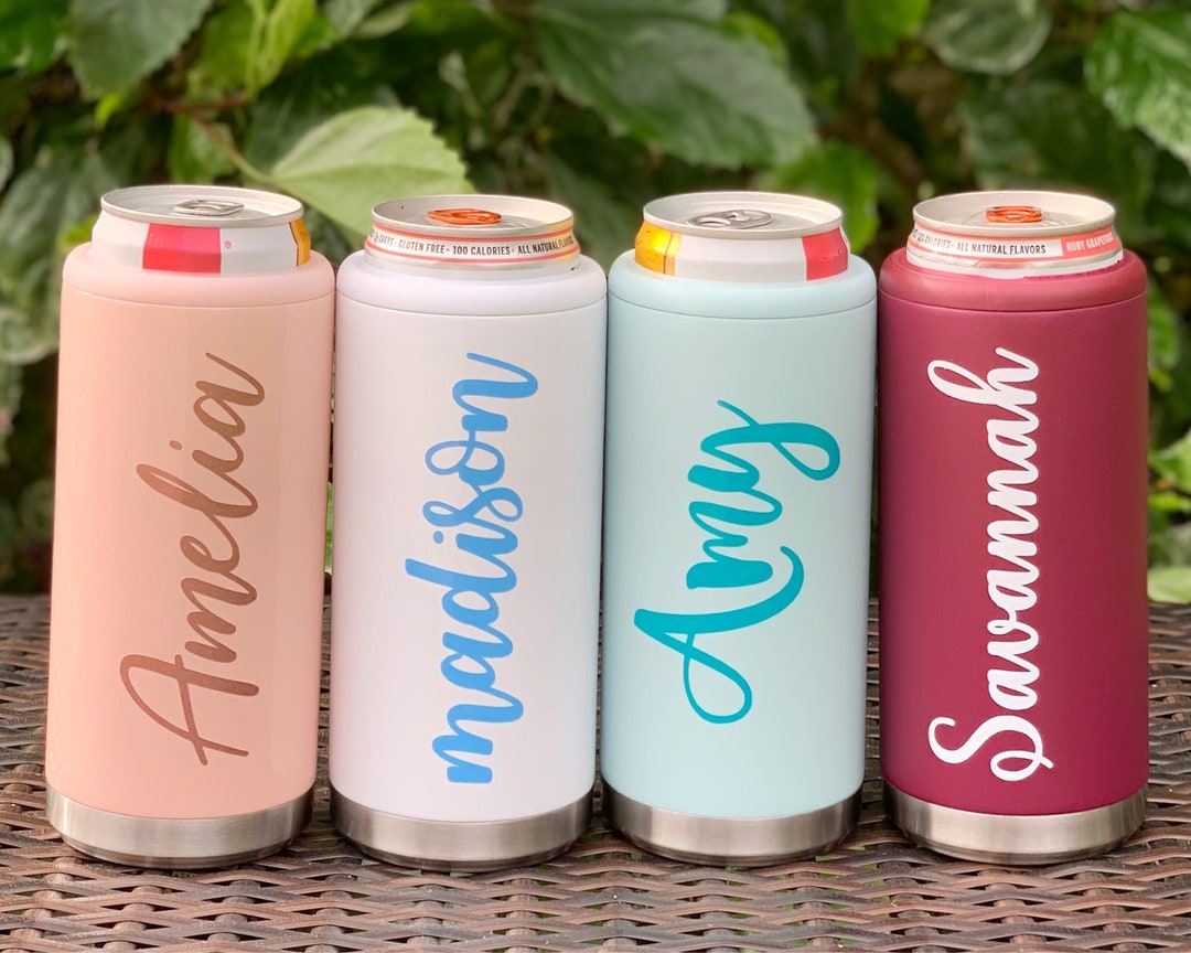 Monogrammed Slim Can Cooler Personalized Gift Monogram Initials Skinny ...