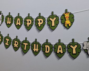 Editable Safari Jungle Banner First Birthday Editable Wild - Etsy