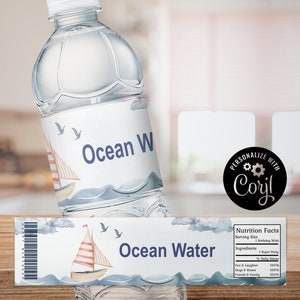 Nautical Water Bottle Labels, Sailing Water Bottle Labels, Ocean ...