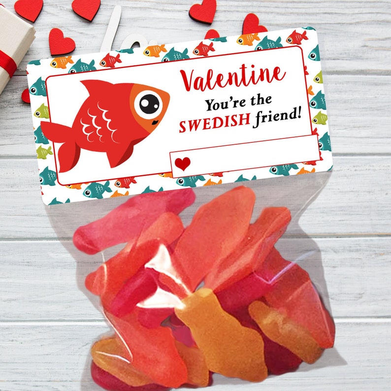 Fish Valentine Treat Bags, Fish Stickers and Bags, School Valentines ...