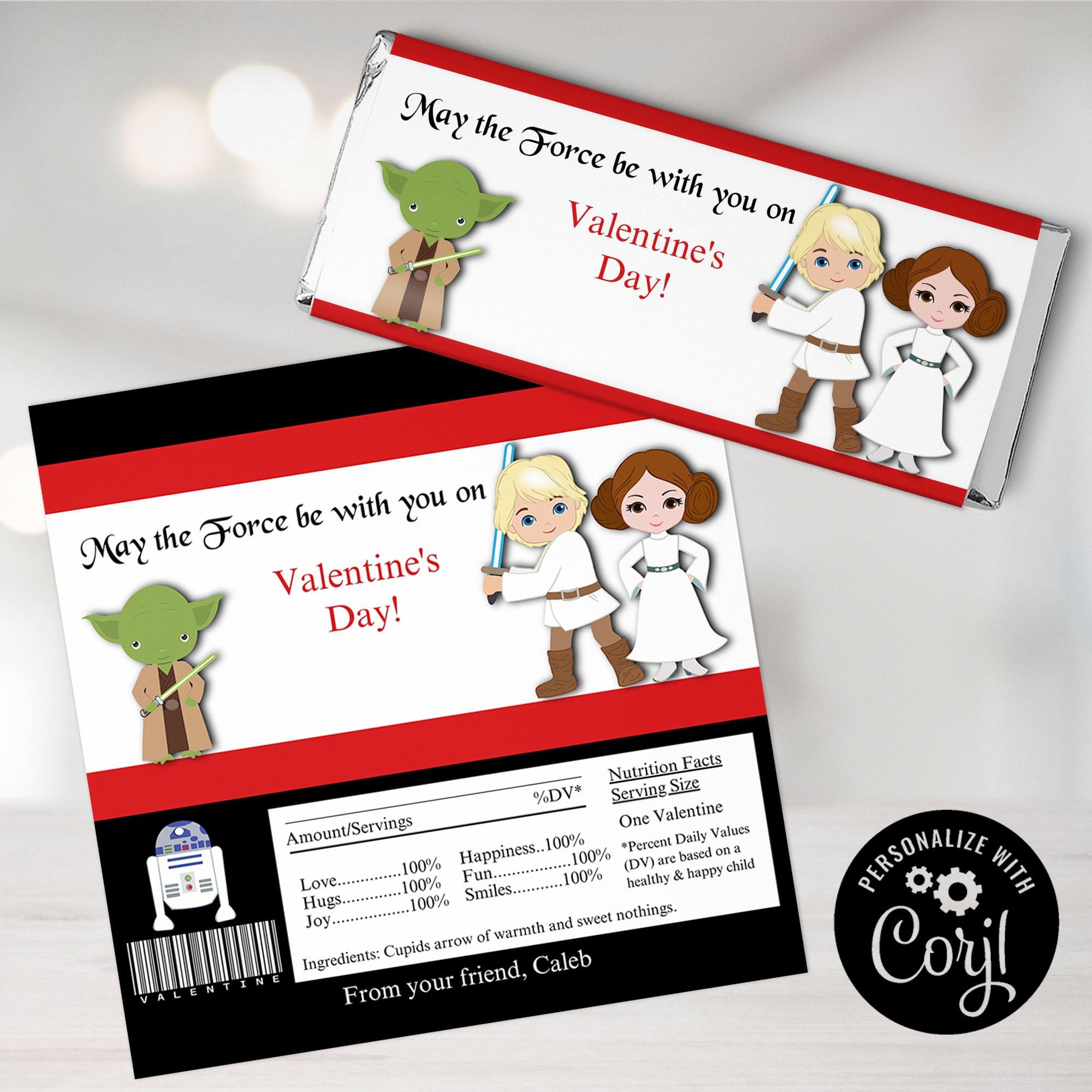 Star Wars Valentine Candy Bar Wrapper, Star Wars Wrapper, Star Wars ...