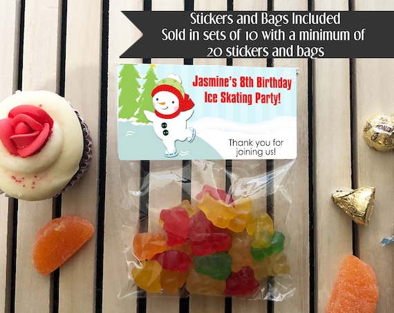 Snowman Treat Bags, Ice Skating Treat Bags, Snowman Ice Skating, Winter ...