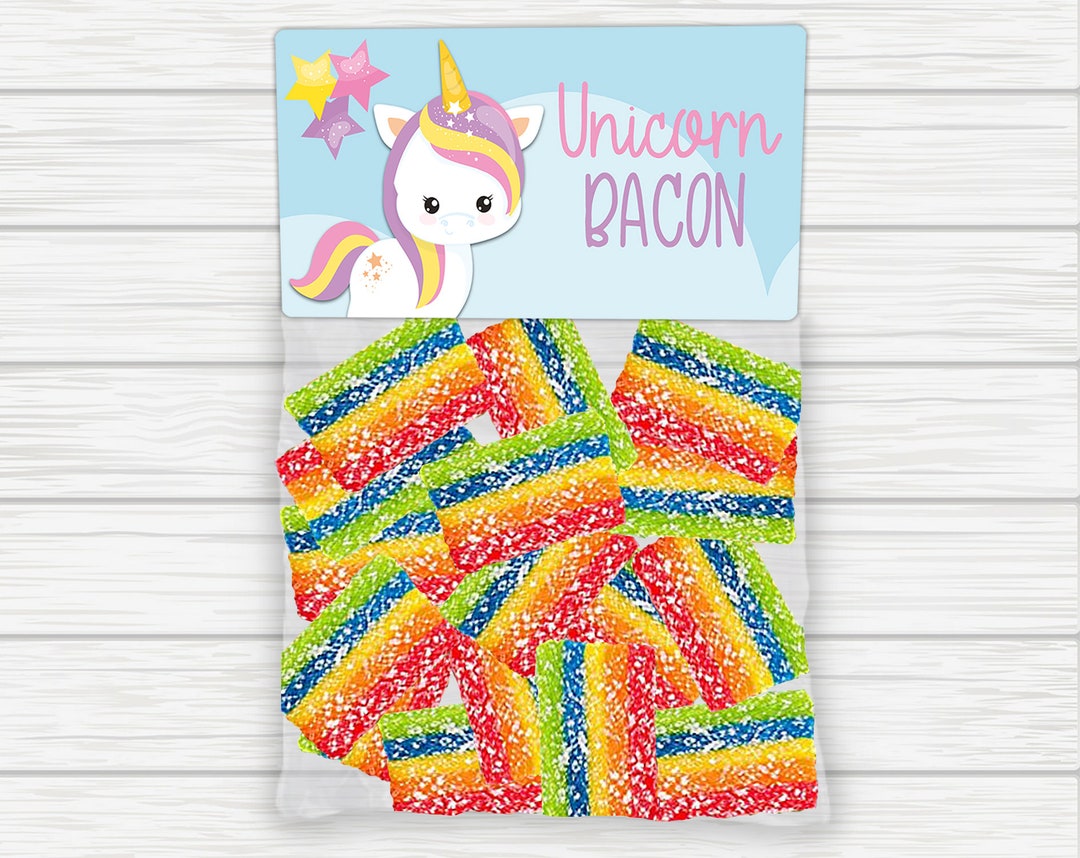Unicorn Bacon Treat Bag Stickers: Birthday Party Favors - Etsy