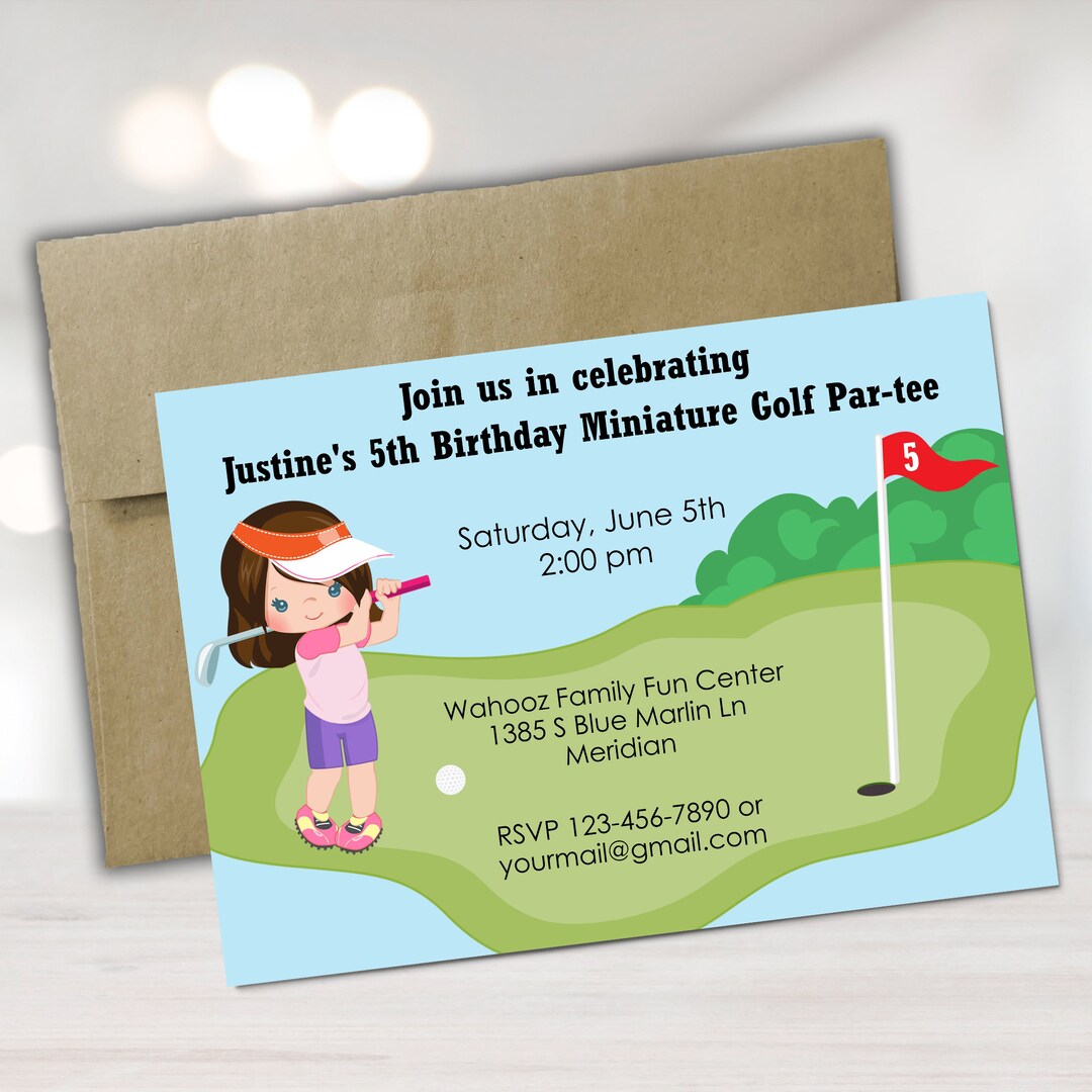 Miniature Golf Birthday Party Invitations: Editable Golf Par-tee ...