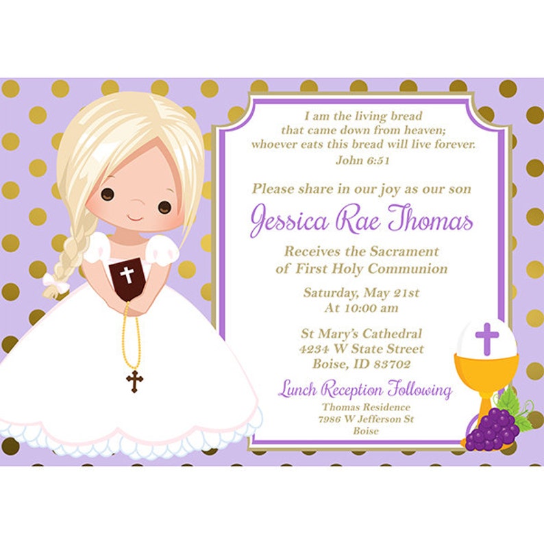 Editable Holy Communion Invitations First Communion - Etsy