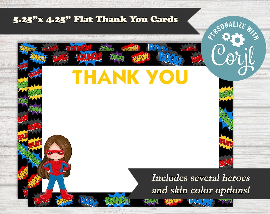 Editable Superhero Thank You Cards, Super Hero Thank You Cards, Thank ...