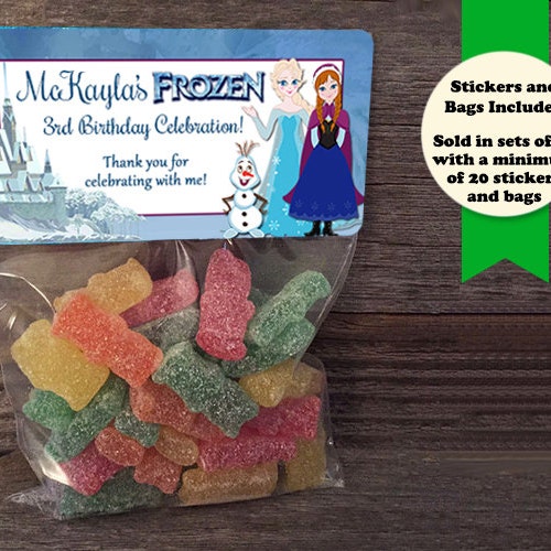 Frozen Stickers and Treat Bags Frozen Birthday Favors - Etsy