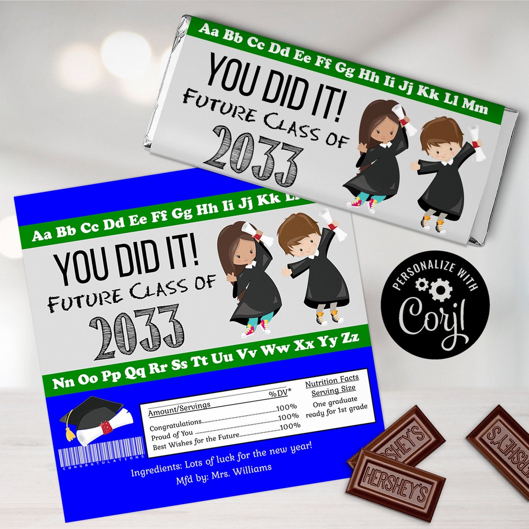 Editable Kindergarten Graduation Candy Bar Wrapper, Kindergarten ...