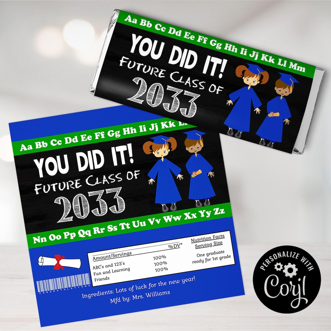 Kindergarten Graduation Candy Bar Wrapper, Kindergarten Graduation ...