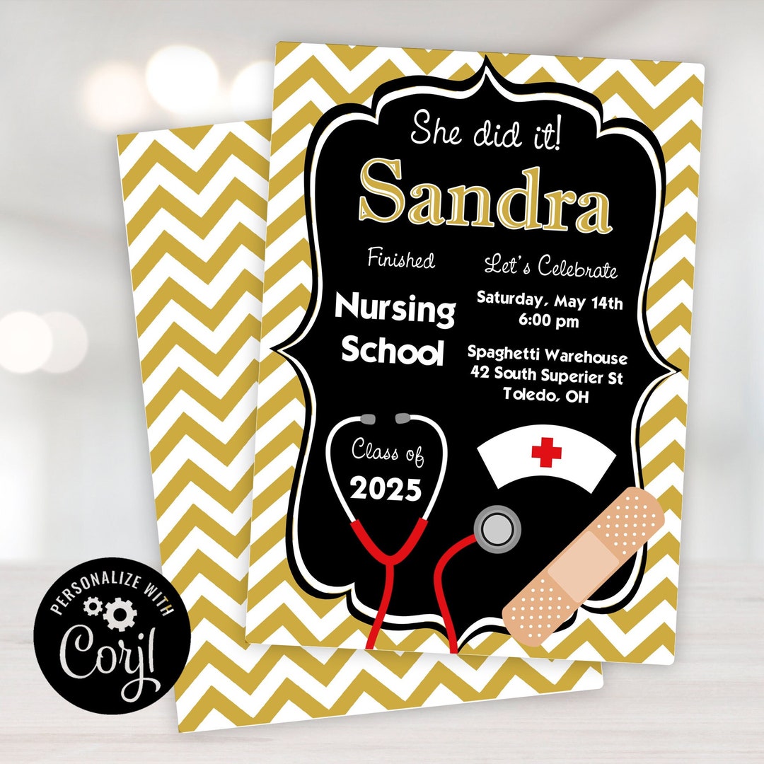Editable Nursing GRADUATION, Nursing Graduate, Chevron Graduation ...