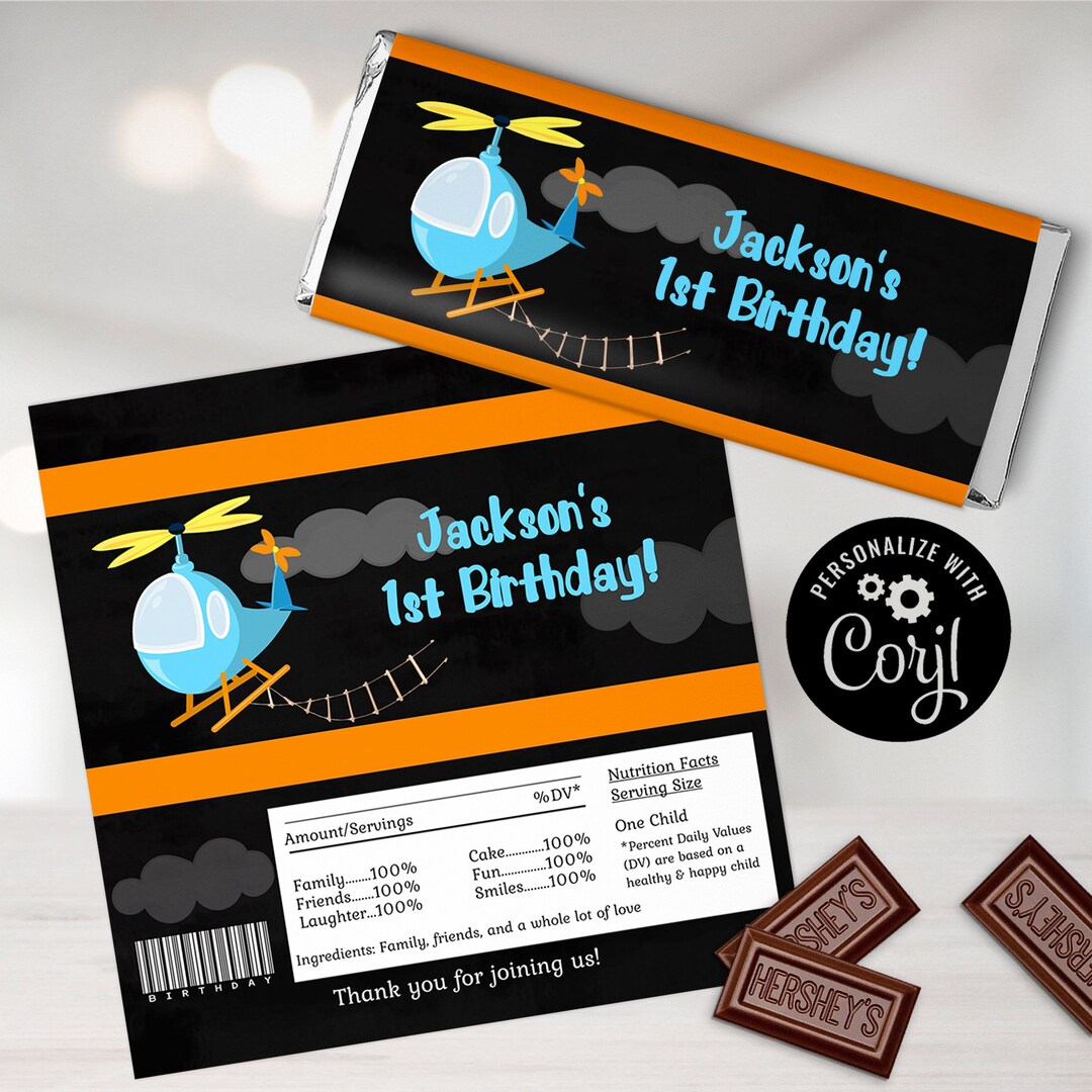 Helicopter Candy Bar Wrapper, Candy Bar Wrappers, Helicopter Party ...