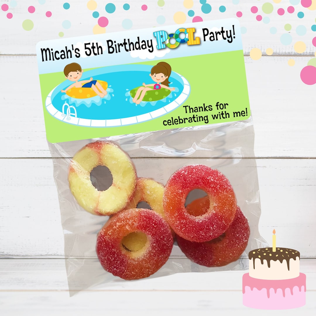 Pool Party Favor Bags, Swimming Treat Bags, Favor Stickers and Bags ...
