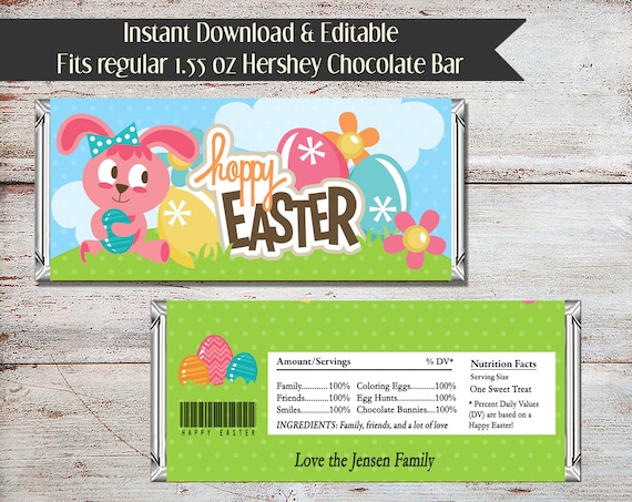 Editable Easter Candy Bar Wrapper, Hoppy Easter, Happy Easter, Easter ...