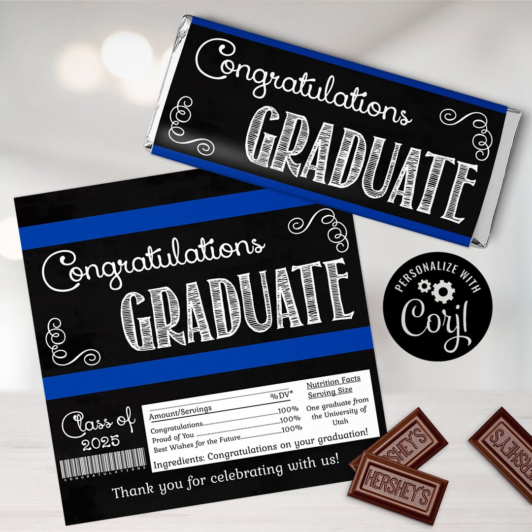 Editable Graduation Candy Wrapper, Chalkboard Graduation Candy Bar ...