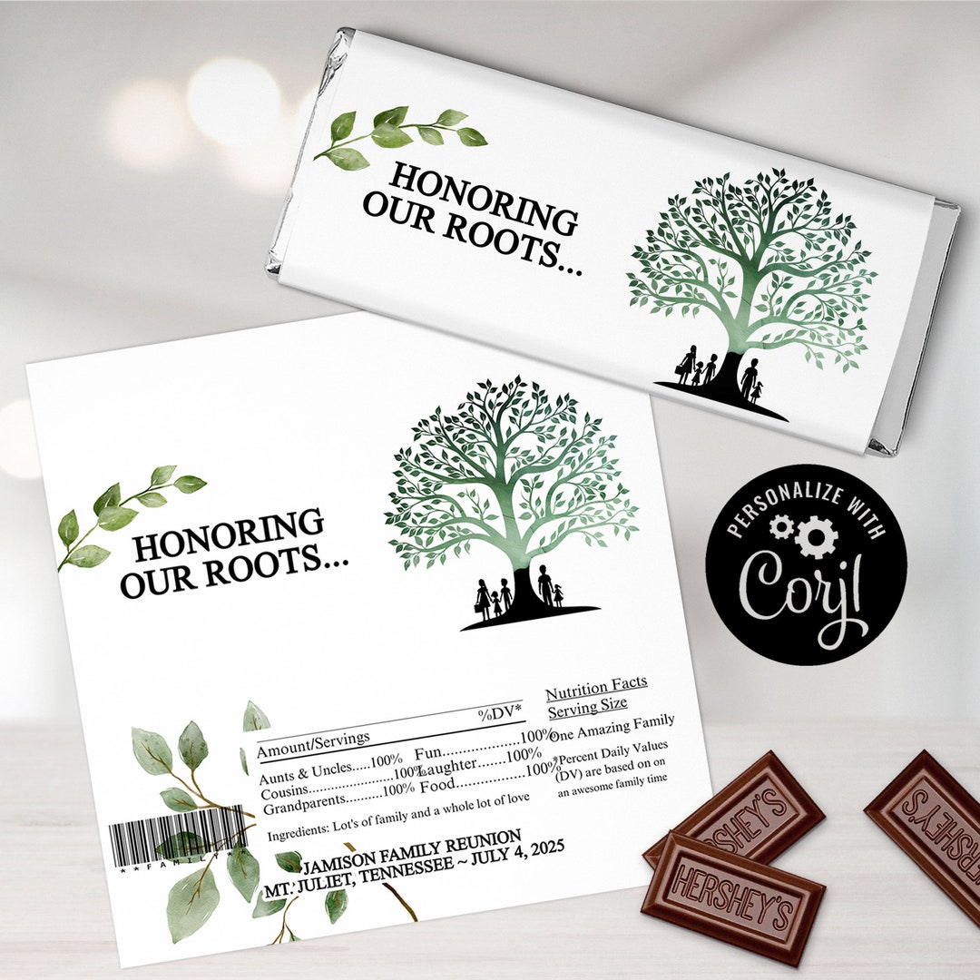 Family Reunion Candy Bar Wrapper, Family Reunion Favors, Reunion Favors ...