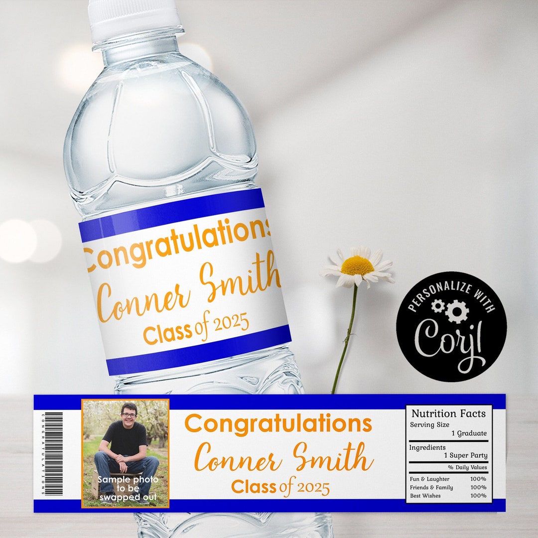 Editable Graduation Water Bottle Wrappers, Photo Water Bottle Wrapper ...