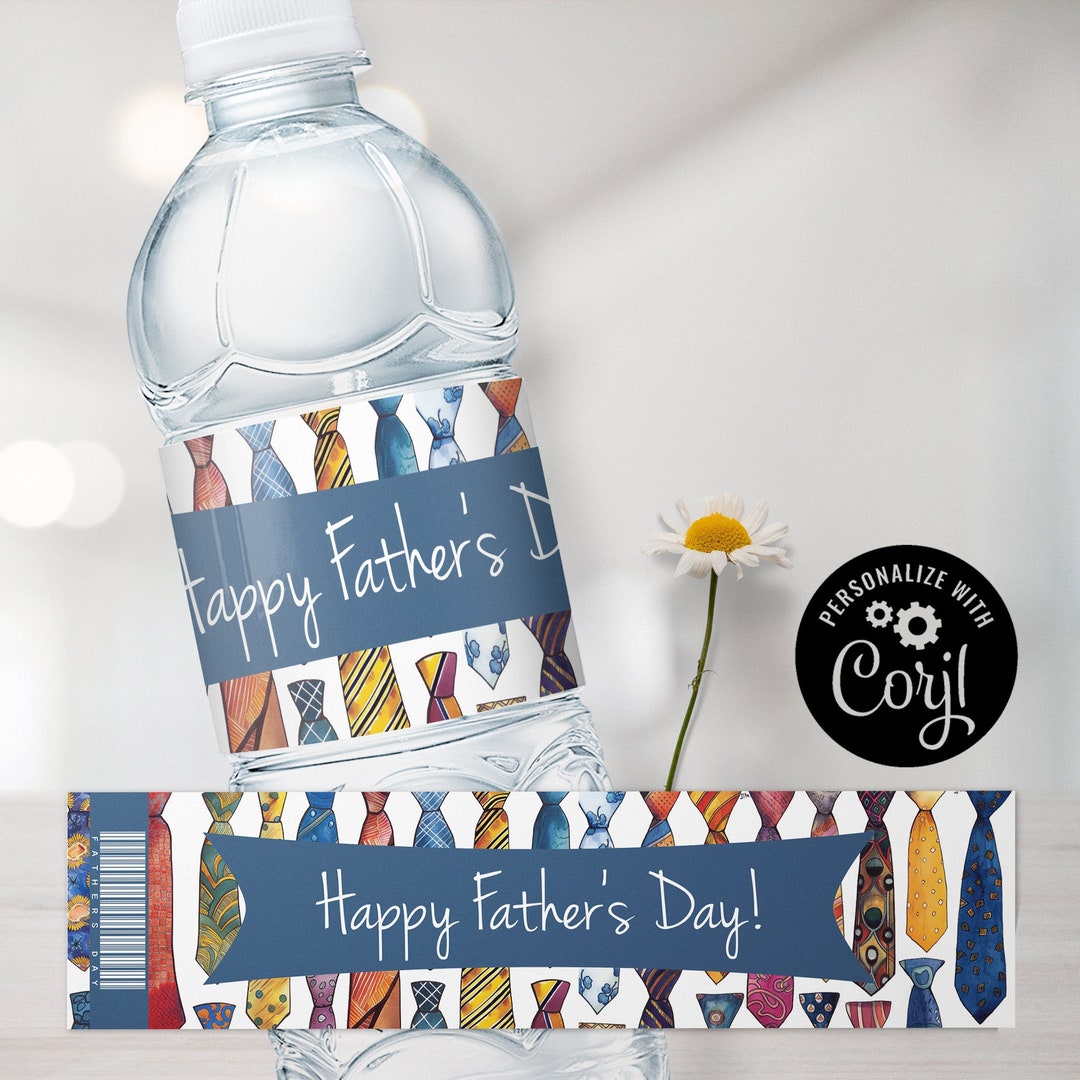 Father's Day Water Bottle Wrapper, Father's Day, Party Favors, Water ...