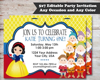 Snow White Invitation Snow White Invite Disney Princess Invite Princess ...