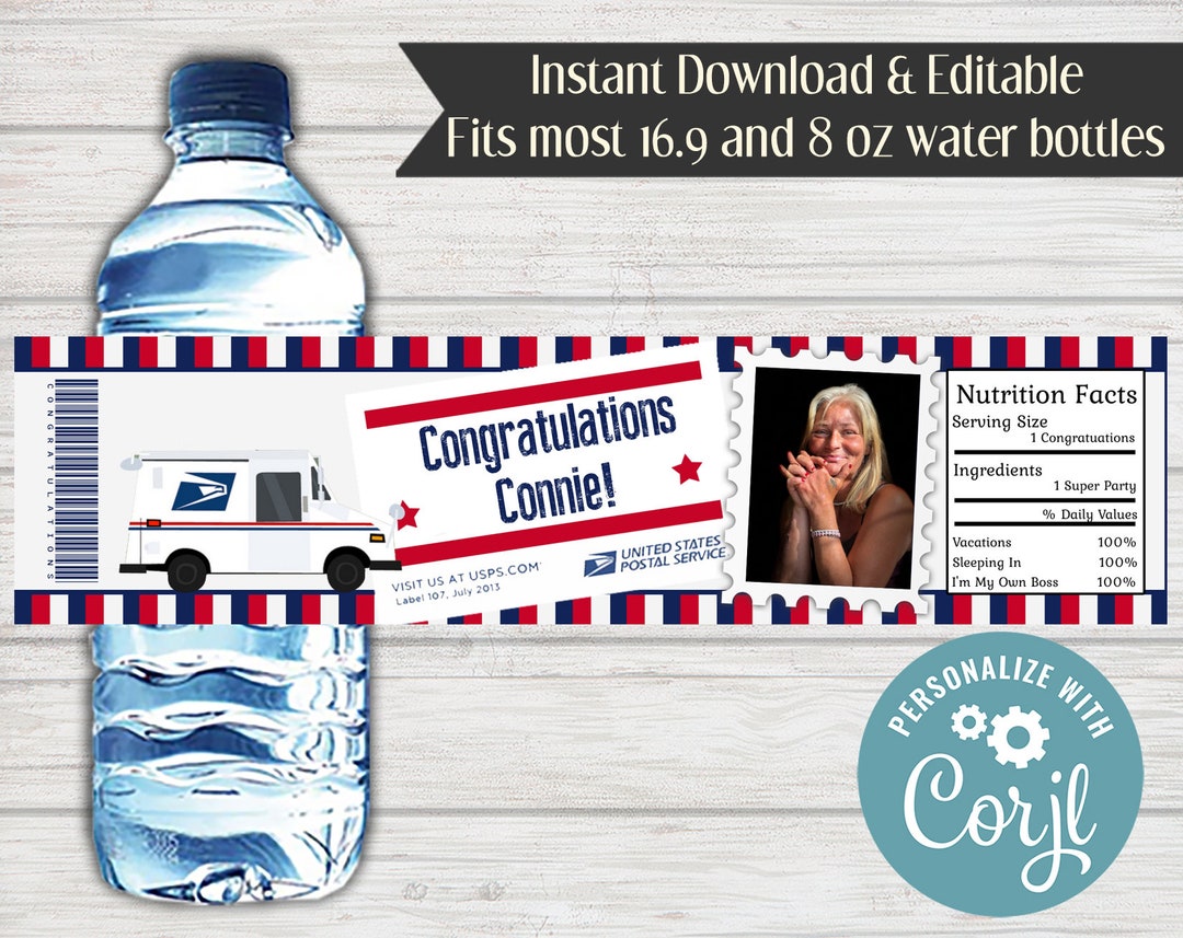Editable Post Office Retirement Water Bottle Wrapper (digital File) - Etsy
