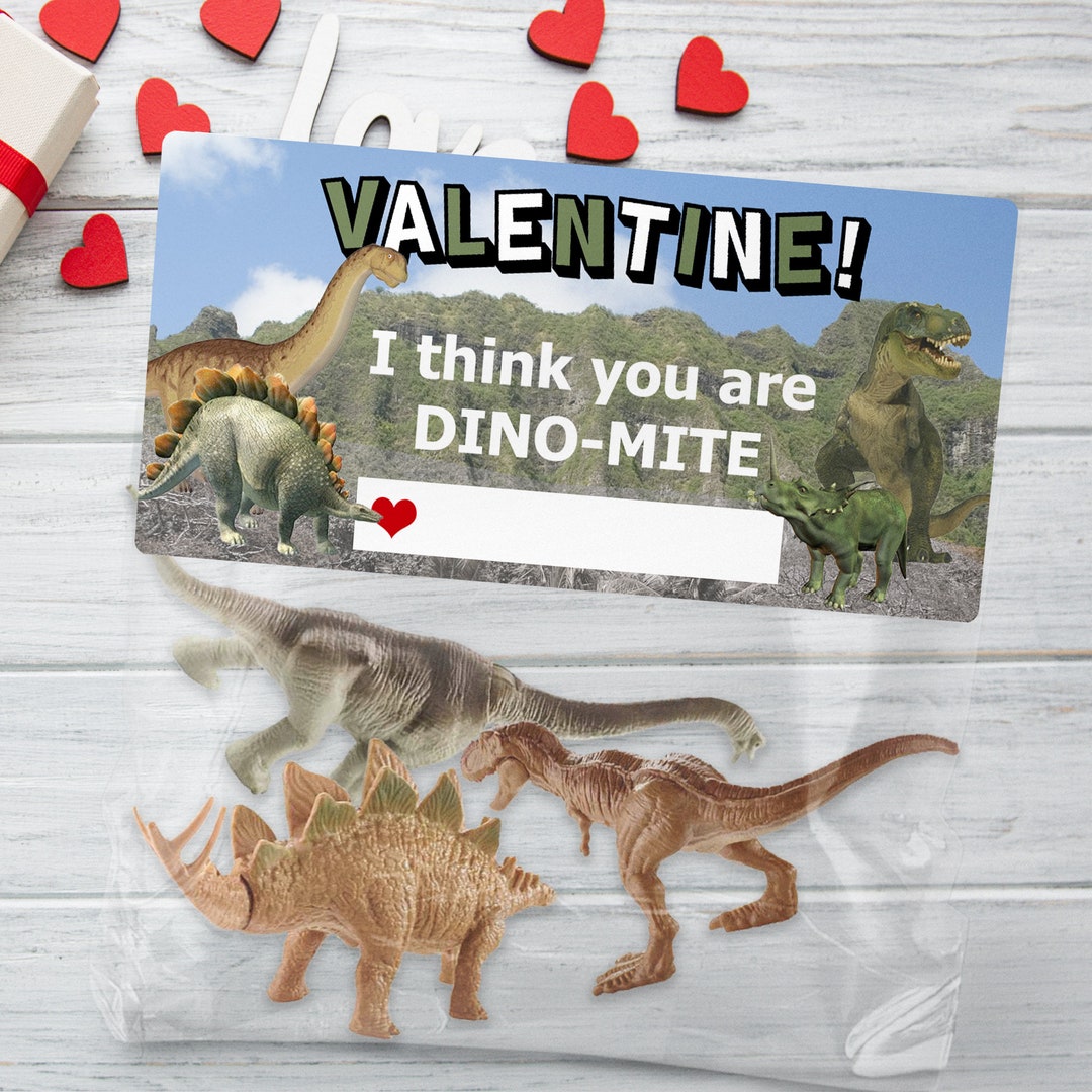 Dinosaur Valentine Stickers and Bags Dino-mite Kids Handout Classmate ...