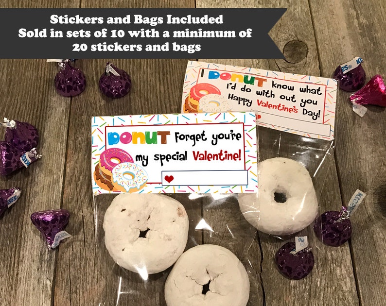 Donuts Valentine Treat Bags Donuts Stickers and Bags School - Etsy