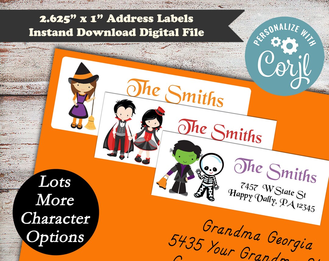 Editable Halloween Address Labels, Costume Halloween Labels, Return ...