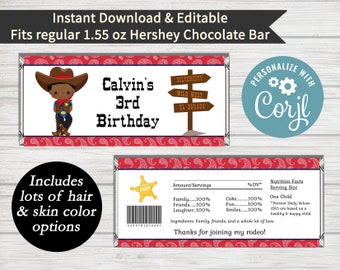 Western Rodeo Cowboy Birthday Party Candy Bar Wrapper That is ...