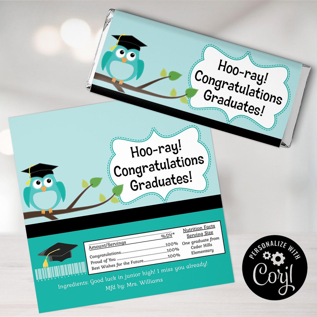 Owl Graduation Candy Bar Wrapper: Editable DIY Favor (digital File) - Etsy