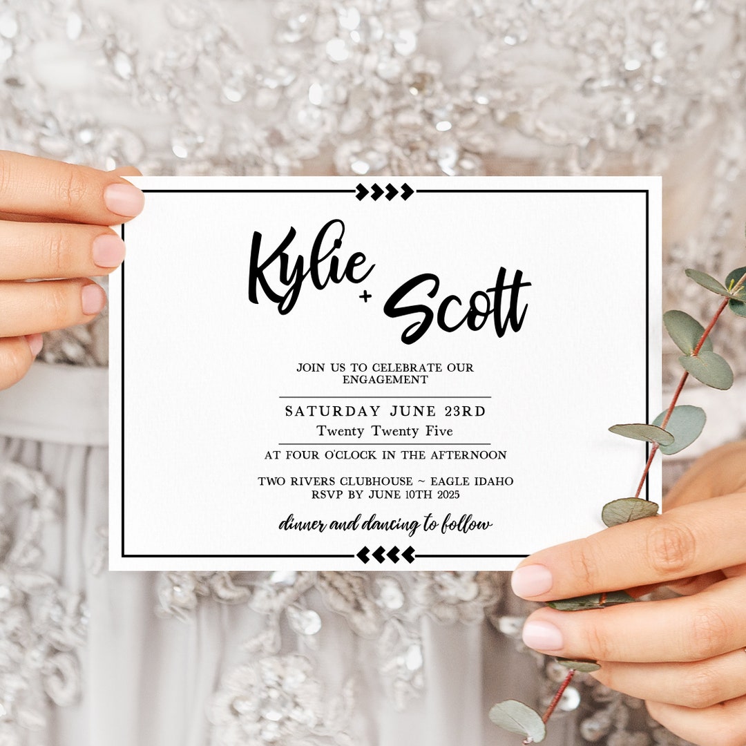 Plantilla de invitación de compromiso, invitación a fiesta de ...